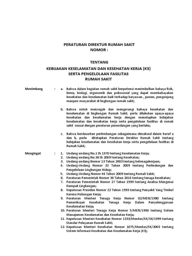 SK K3 Dan Pengelolaan Fasilitas RS | PDF