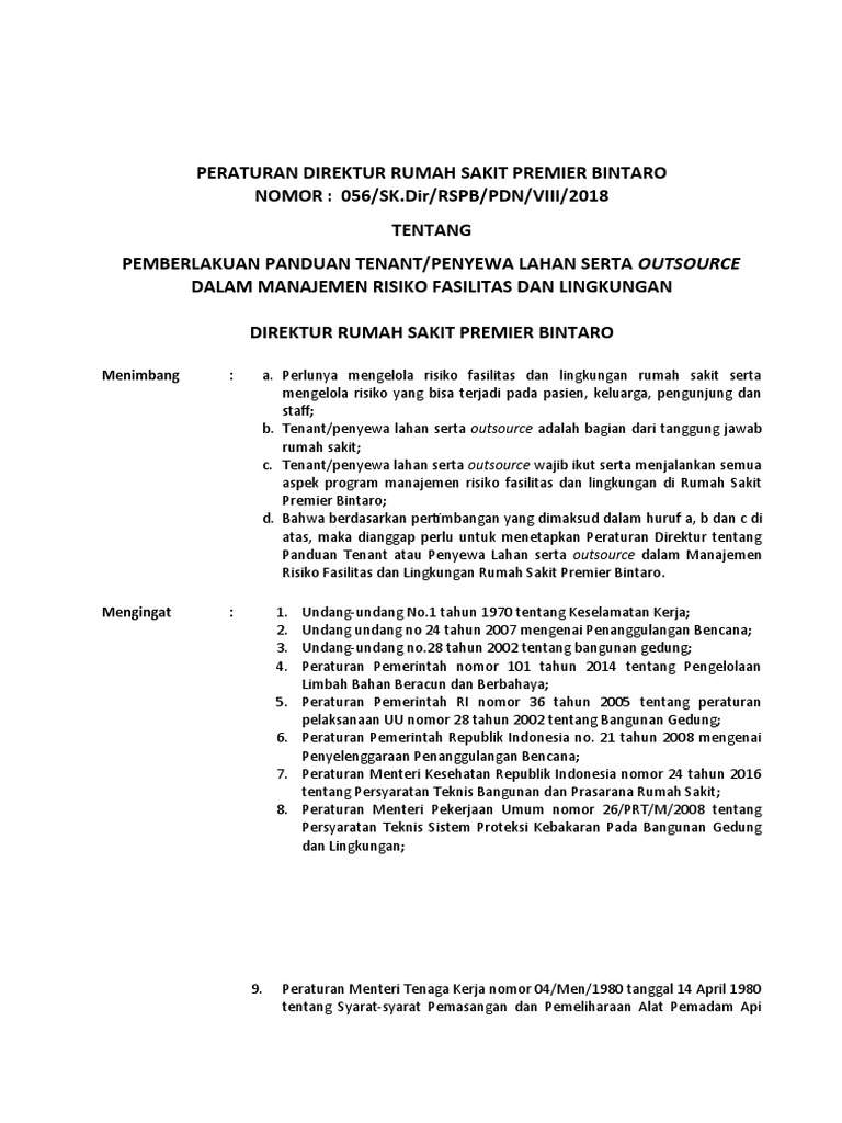 SK 056 Panduan Tenan Atau Penyewa Lahan Serta Outsorce Rev 15112018 | PDF | Sains & Matematika