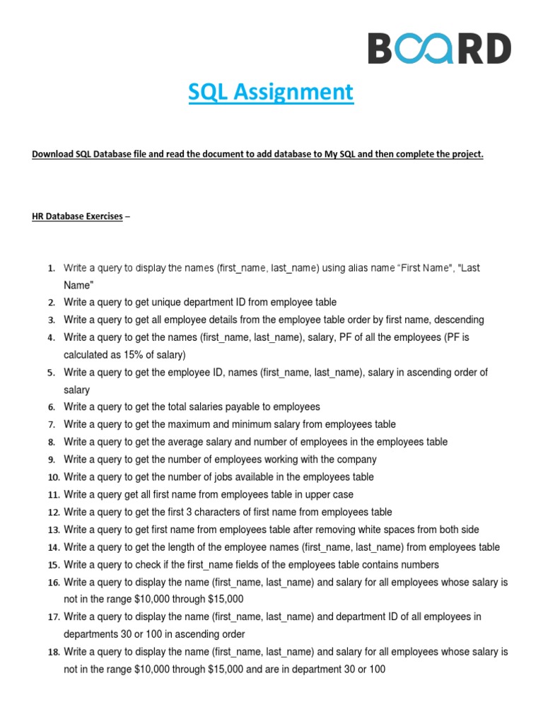 SQL Assignment 1 | PDF | Databases | Salary