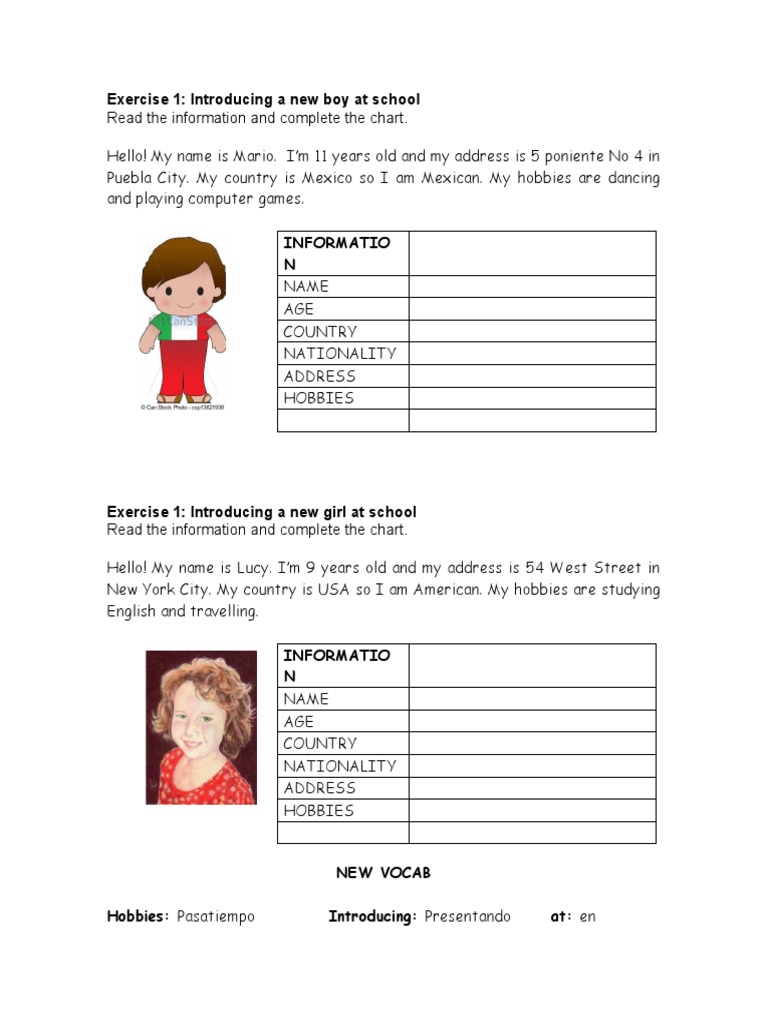 Giving Personal Information Reading Comprehension Exercises - 61285 | PDF