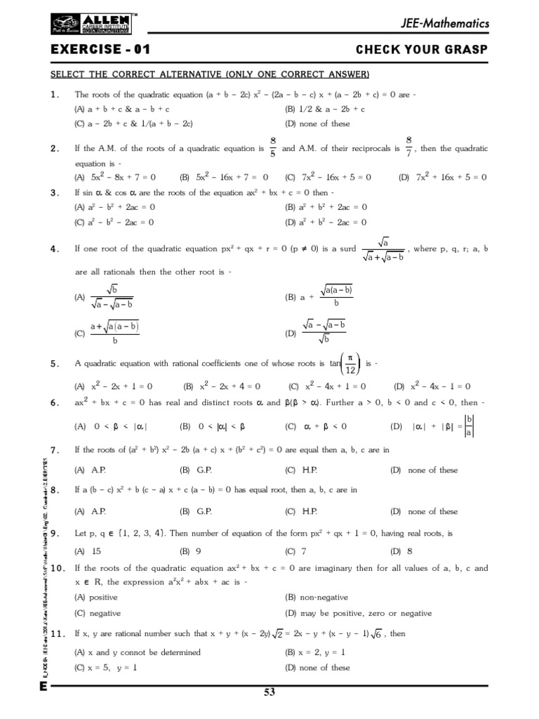 Quadratics Exercise | Download Free PDF | Quadratic Equation | Zero Of ...