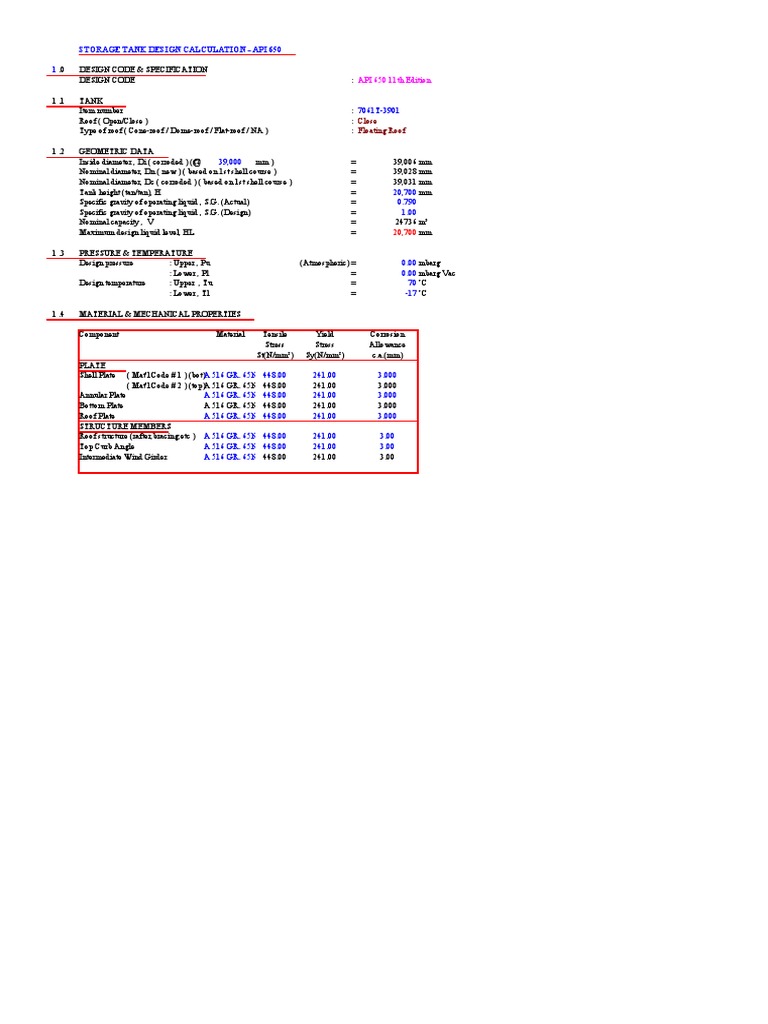API 650 Storage Tank Design Calculation: Shell Thickness Calculation by ...