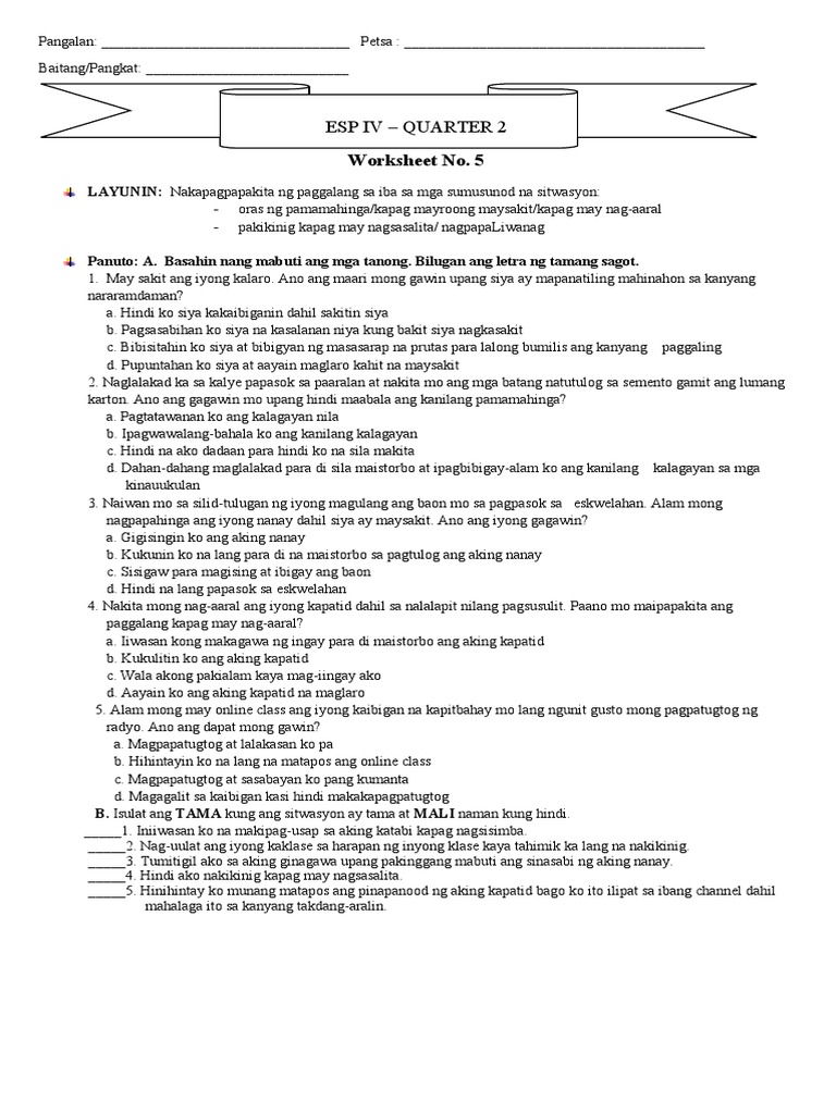 ESP Q2 Worksheet-No.5 | PDF