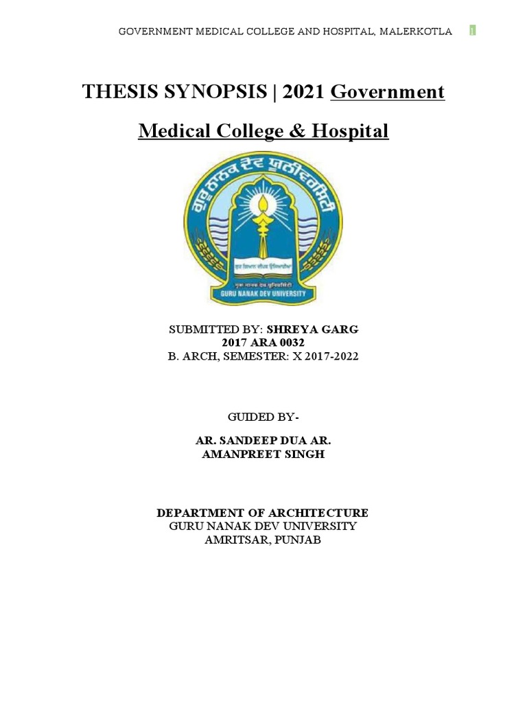 Thesis Synopsis | PDF | Medical School | Doctor Of Medicine