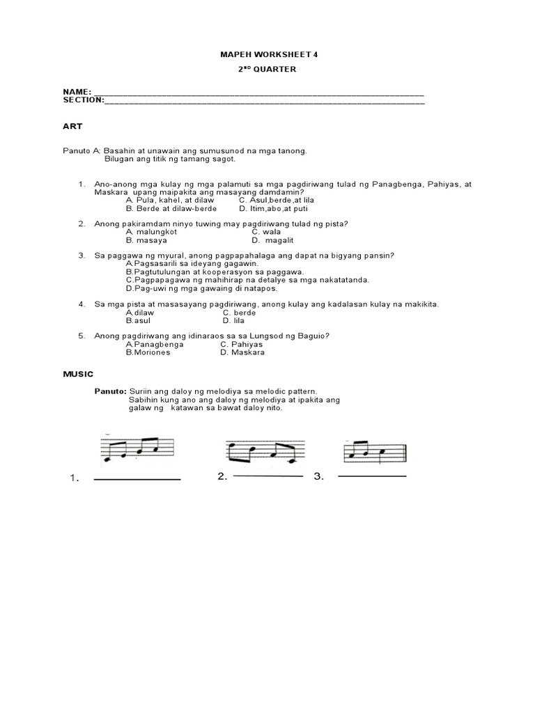 Mapeh Worksheet 4 Q2 1 | PDF