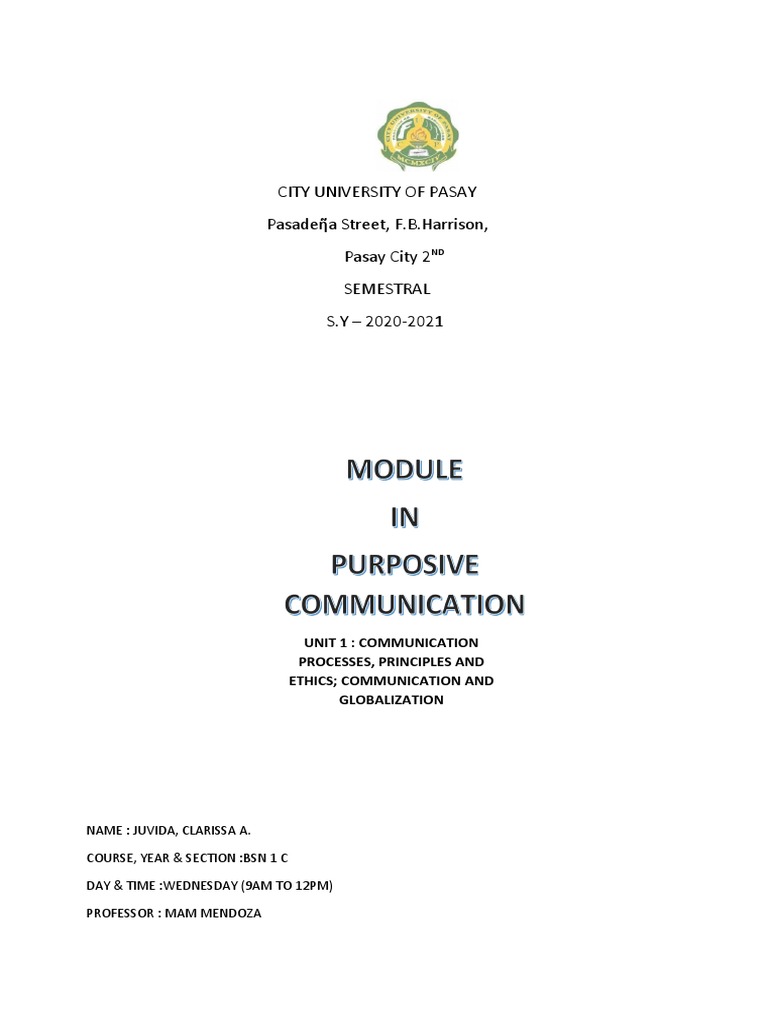 Module in Purposive Com - Unit 2 | PDF | English Language | Accent ...