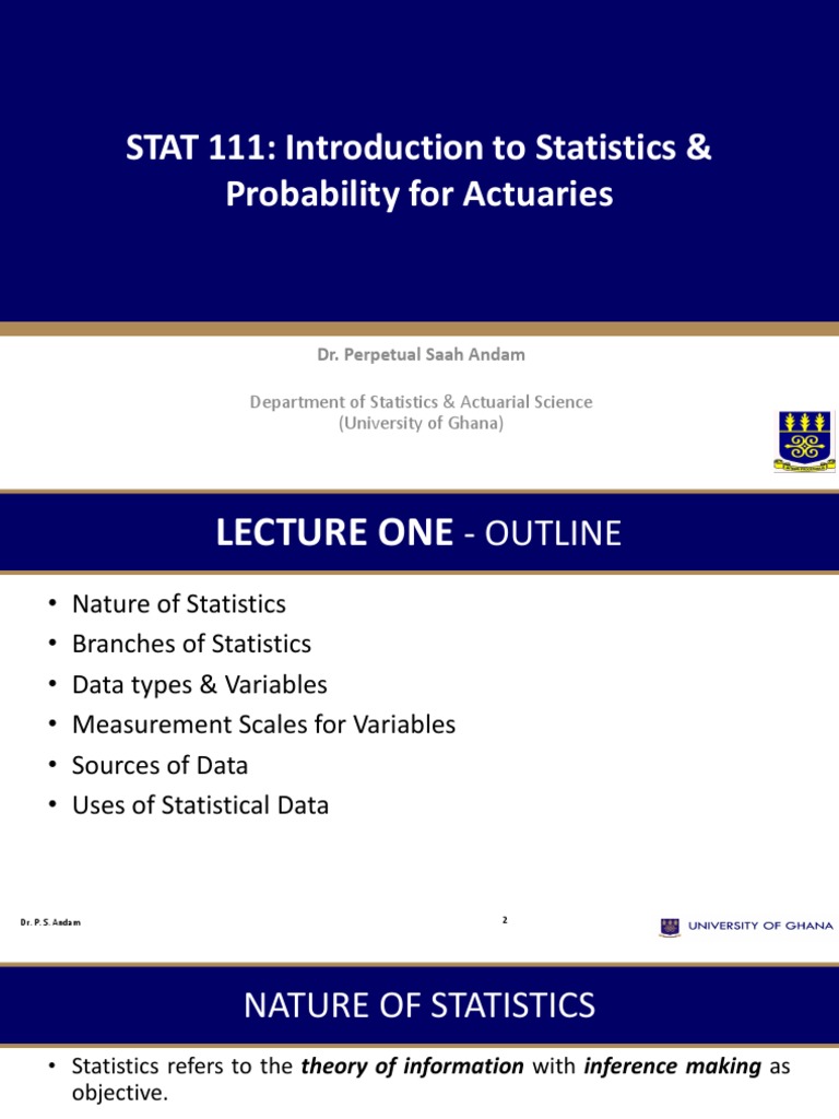 STAT 111: Introduction To Statistics & Probability For Actuaries | PDF ...