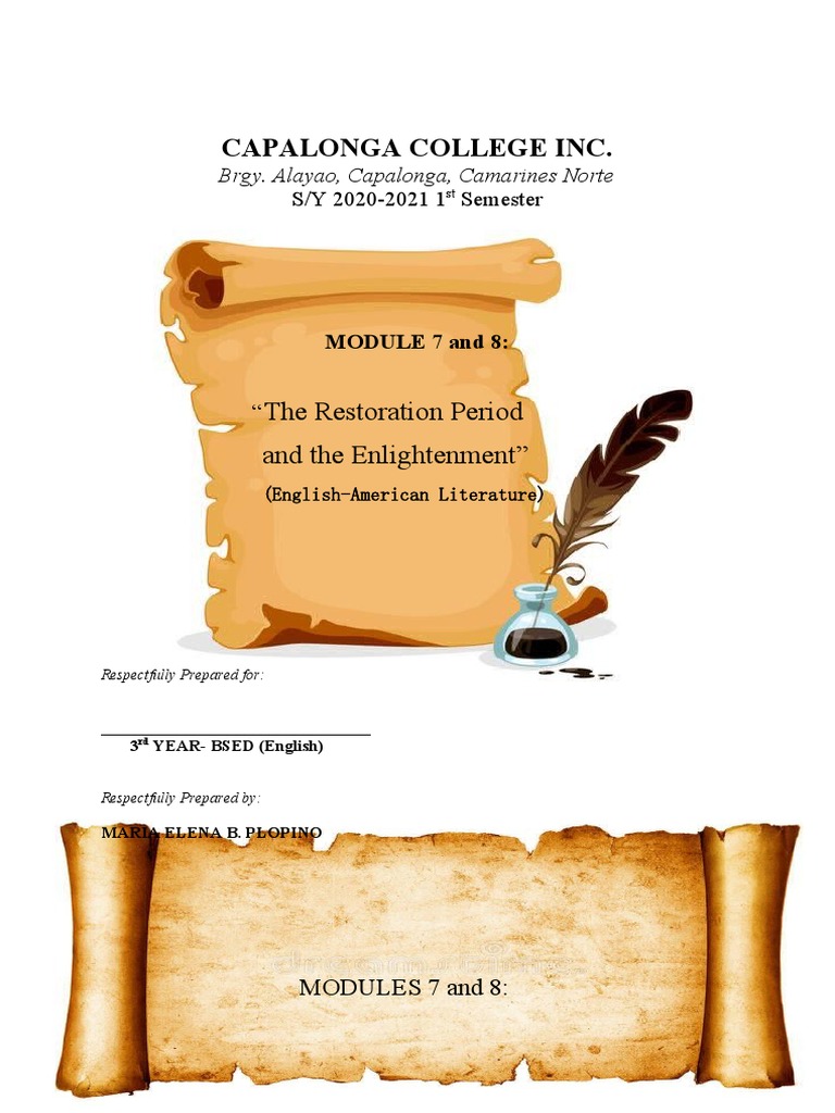Capalonga College Inc.: The Restoration Period and The Enlightenment ...