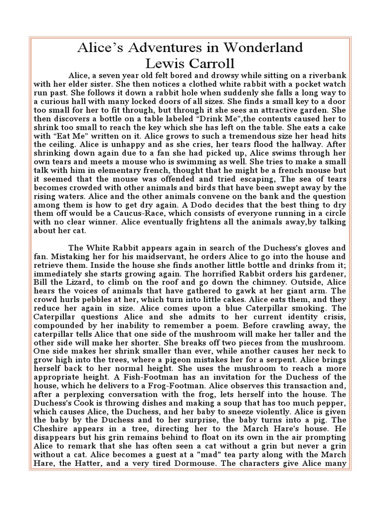 Alice's Adventures in Wonderland Lewis Carroll | PDF | Alice's ...