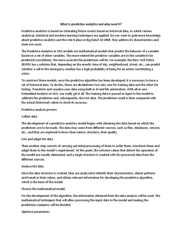 What Is Predictive Analytics and Why Need It | PDF | Predictive Analytics | Business Intelligence