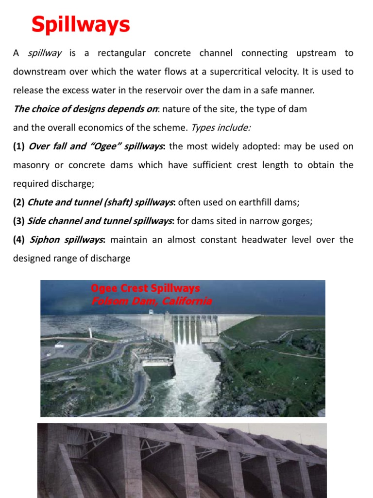 Types and Design of Spillway Dams | PDF | Spillway | Dam
