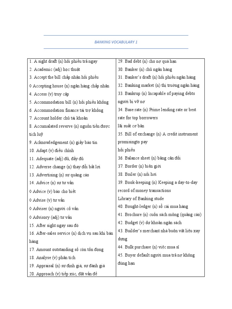 Banking Vocabulary 1 | PDF