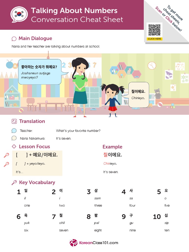 Talking About Numbers Conversation Cheat Sheet: Main Dialogue | PDF