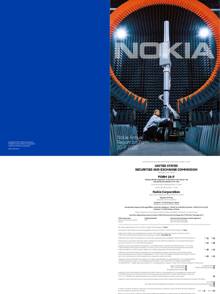 Nokia Form 20F 2020 | PDF | Financial Statement | Corporate Governance