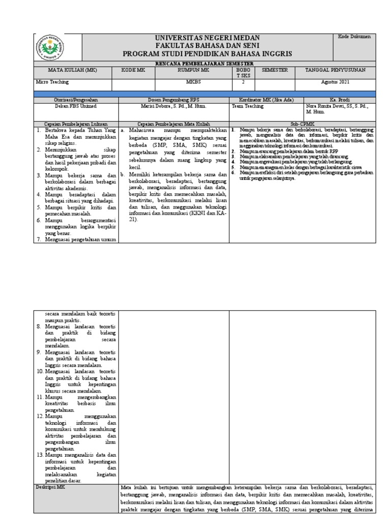 Rencana Pembelajaran Micro Teaching | PDF | Karier & Perkembangan