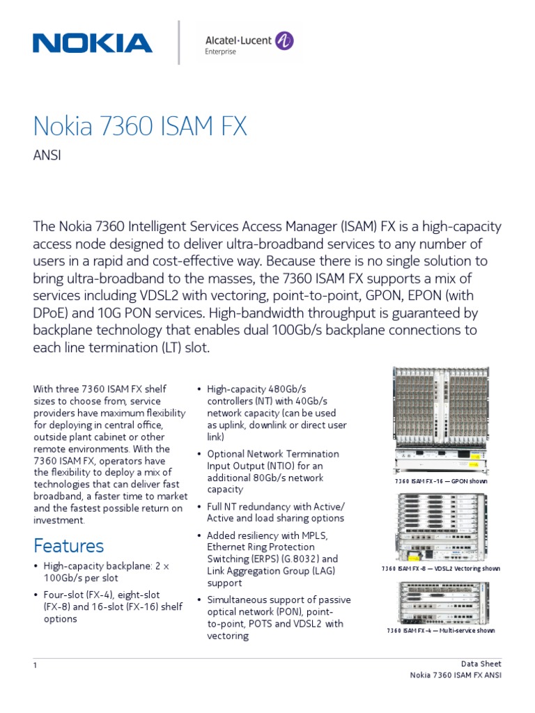 Nokia 7360 ISAM FX: Features | PDF | Fiber To The X | Service Industries