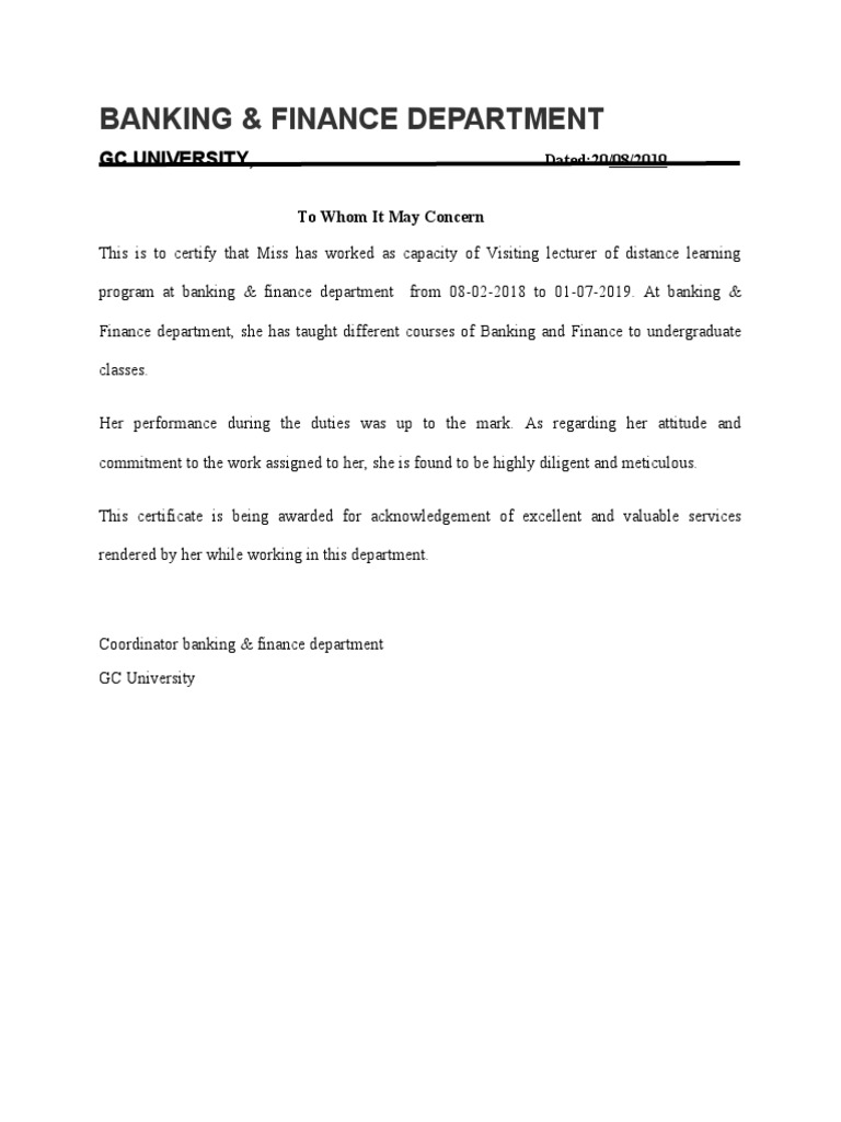University Experience Letter | PDF