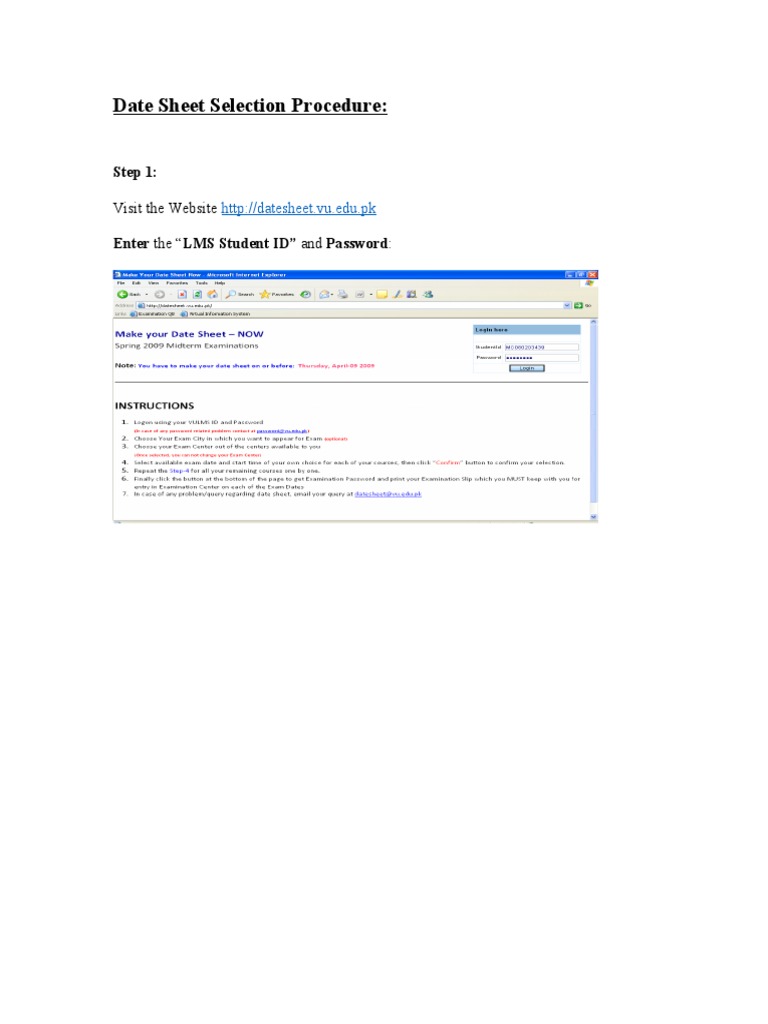 Step by Step Procedure To Make Datesheet | Download Free PDF | Button ...