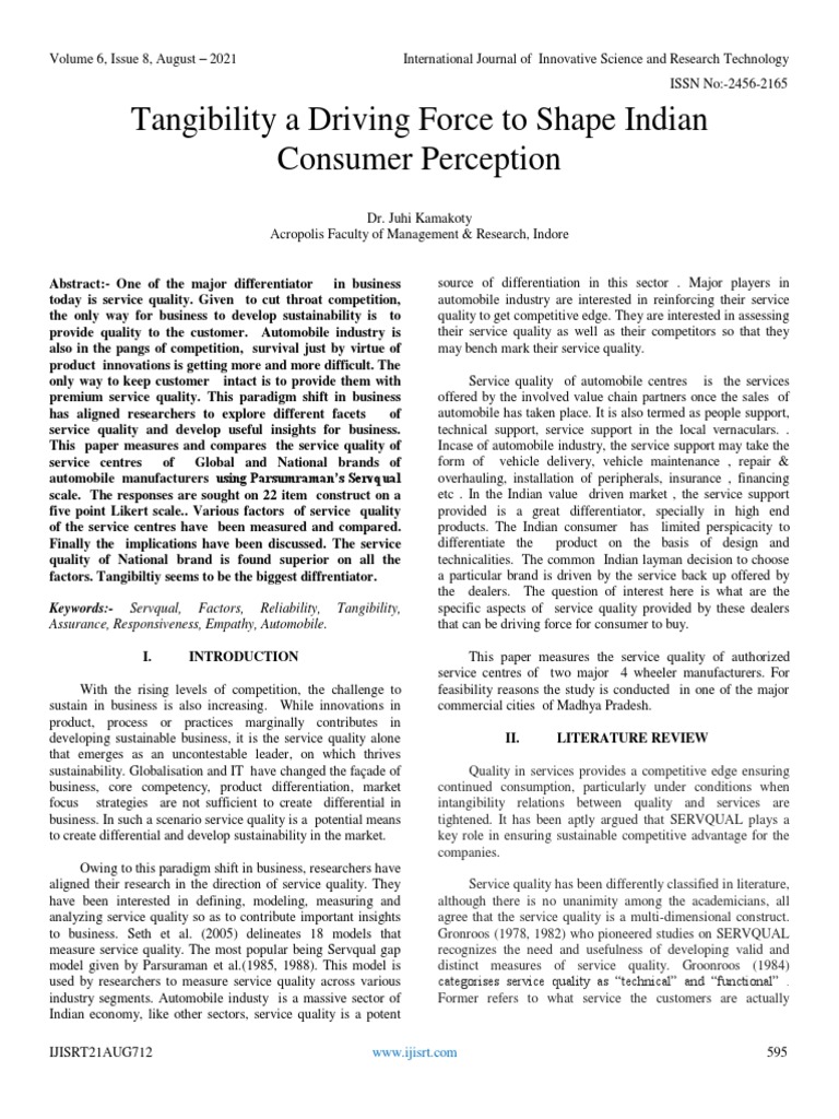 Tangibility A Driving Force To Shape Indian Consumer Perception ... Tangibility A Driving Force To Shape Indian Consumer Perception ...
