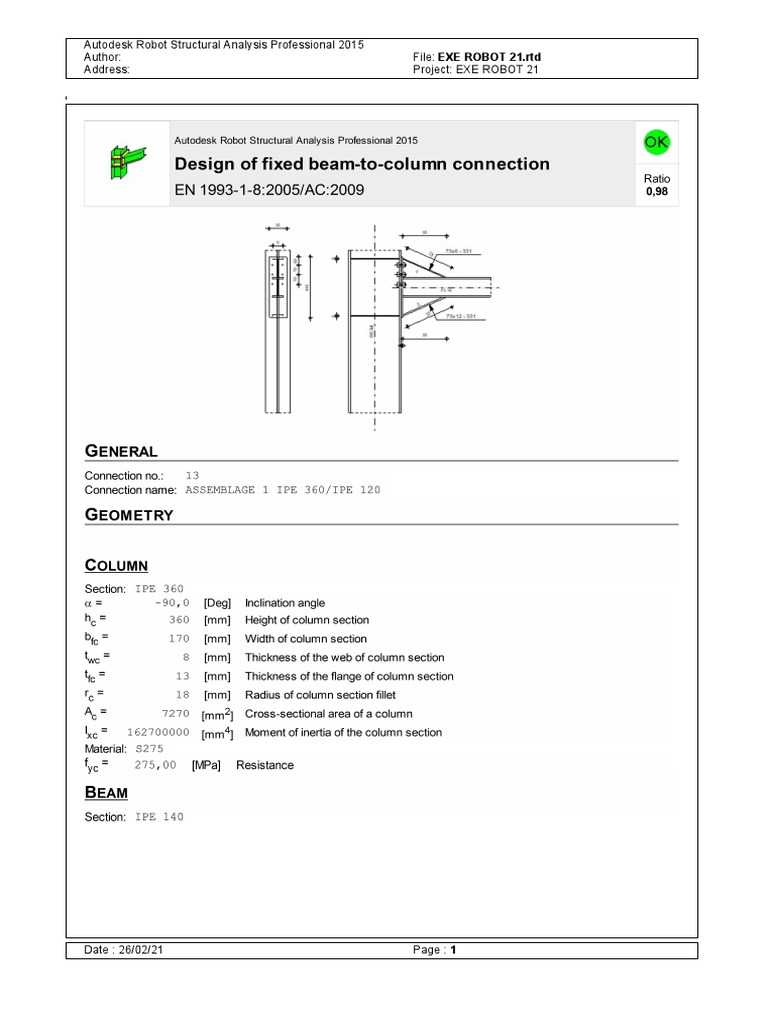 Note de Calcul Poutre-Montant | PDF | Computing