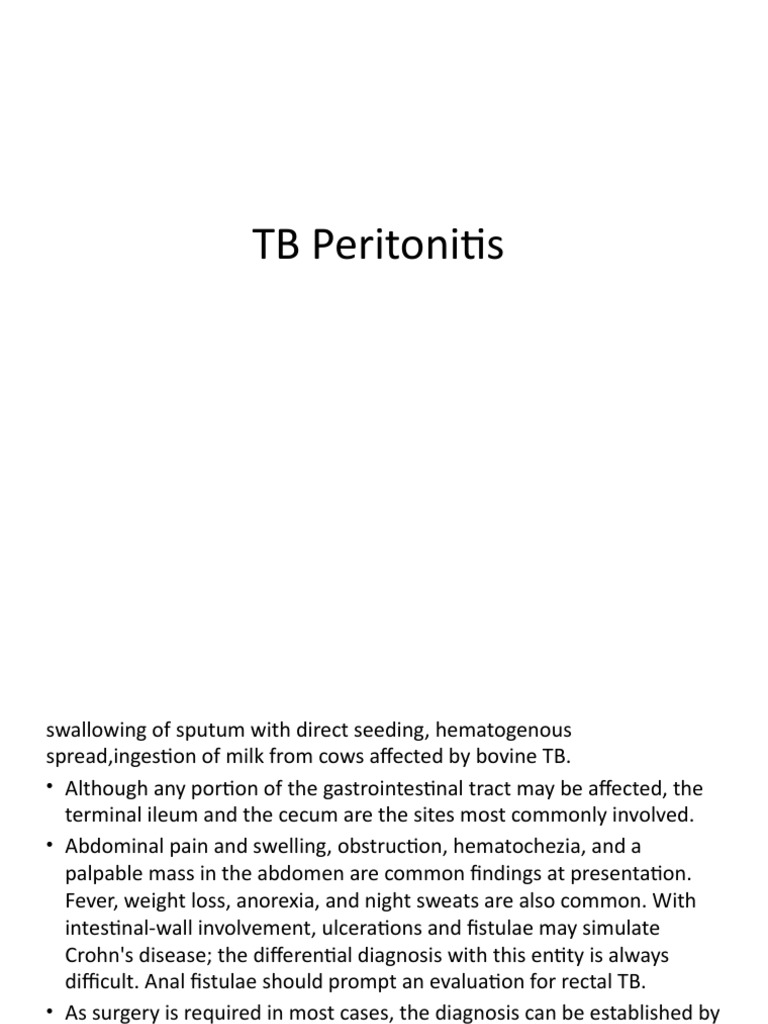 TB Peritonitis | PDF | Peritoneum | Medical Specialties