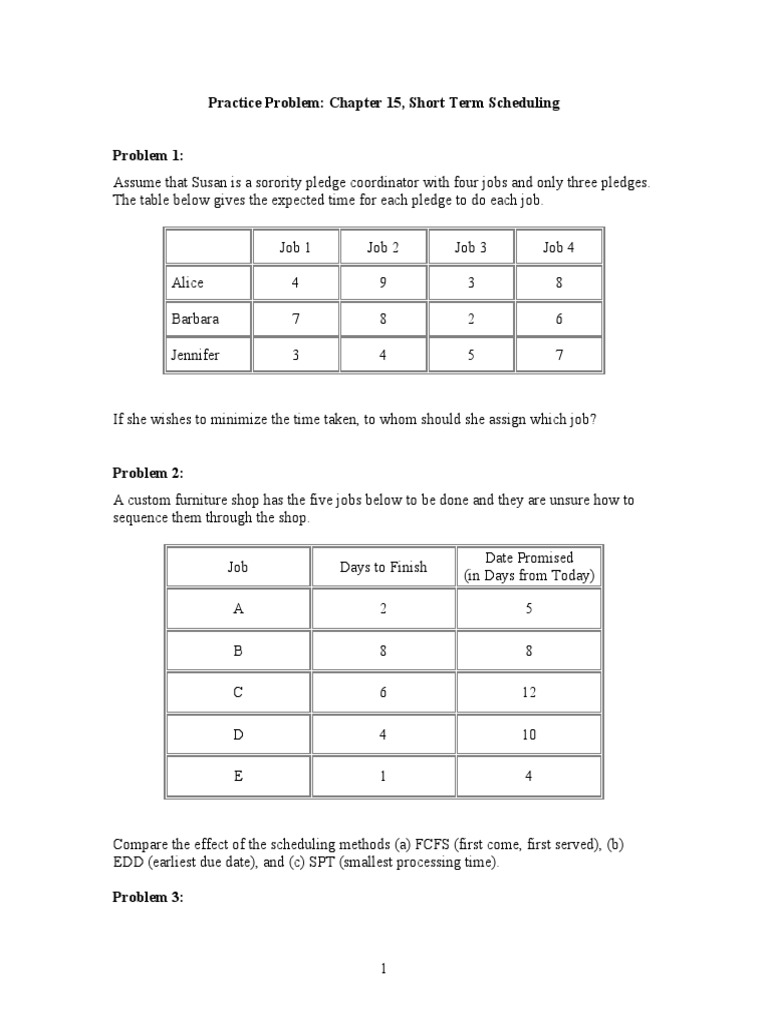 Practice Problem: Chapter 15, Short Term Scheduling | Download Free PDF | Applied Mathematics ...