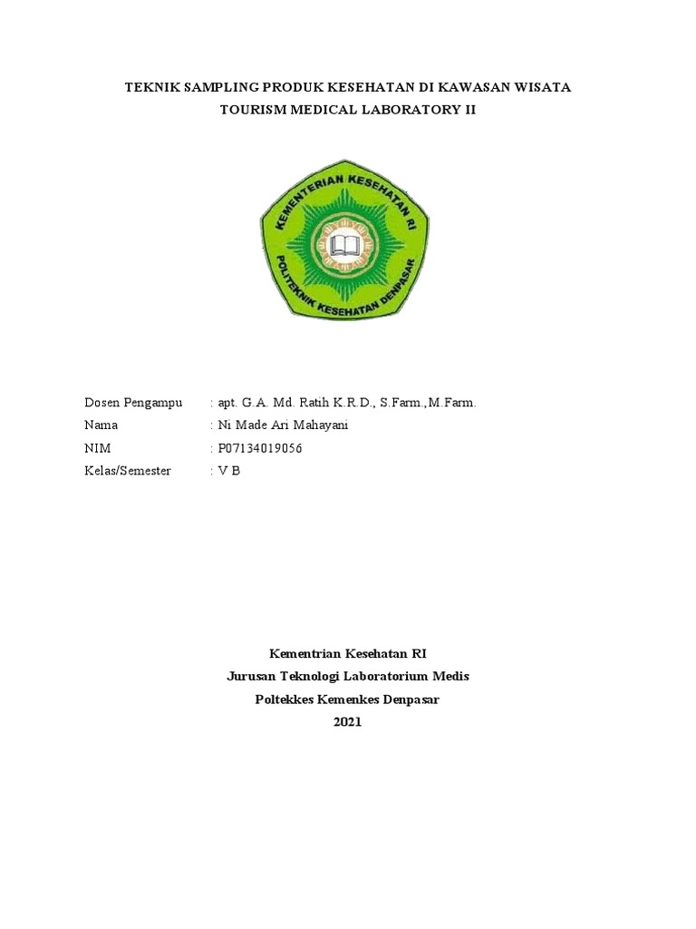Teknik Sampling Produk Kesehatan Di Kawasan Wisata | PDF Teknik Sampling Produk Kesehatan Di Kawasan Wisata | PDF