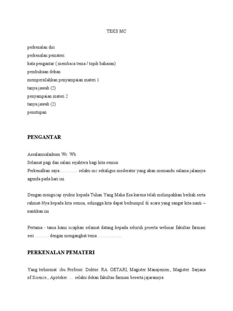Teks MC Webinar | PDF