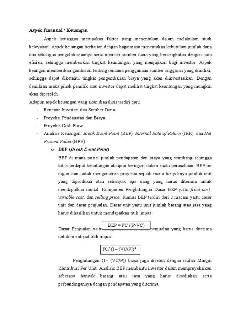 Aspek Keuangan | PDF | Karier & Perkembangan | Bisnis
