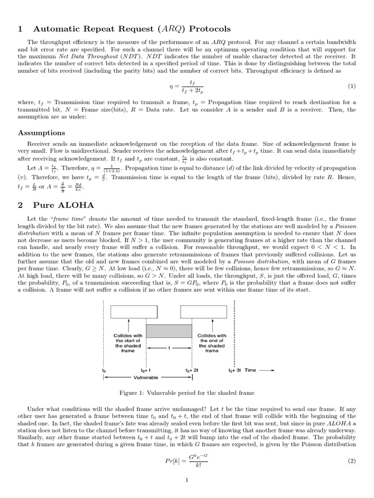 1 Automatic Repeat Request (ARQ) Protocols: Assumptions | PDF | Computing | Computer Networking