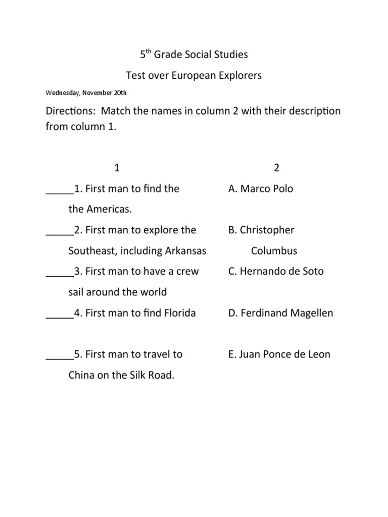 5th Grade Social Studies | PDF | Christopher Columbus | Voyages Of ...