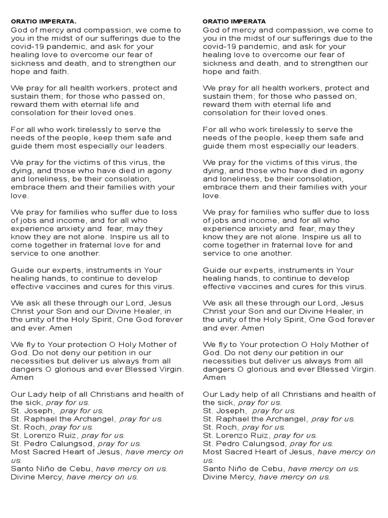 Oratio Imperata. Oratio Imperata: Us. Us | PDF | Prayer | Mary, Mother ...