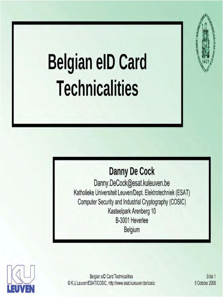 Belgian eID Card Overview | PDF | Computing | Cryptography