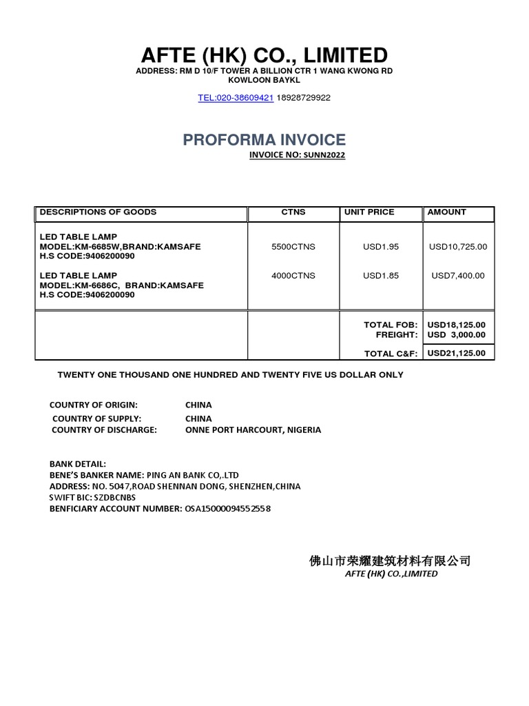 Proforma Invoice | PDF
