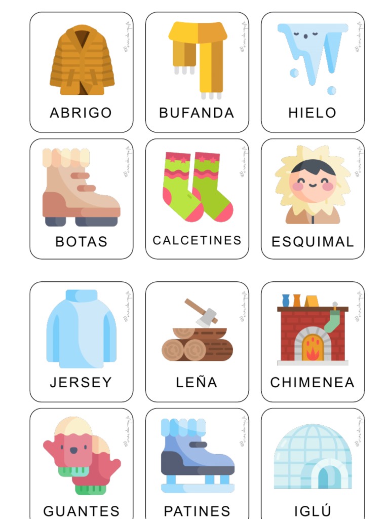 Flashcards Invierno | PDF