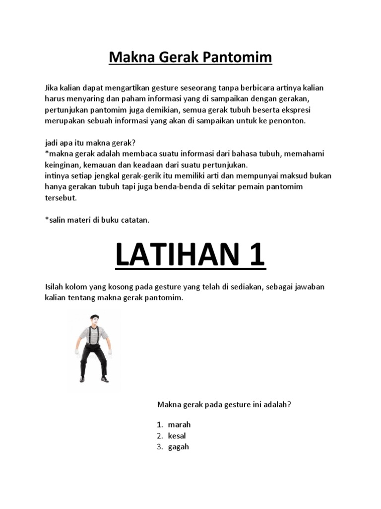 Makna Gerak Pantomim | PDF | Pengembangan Diri