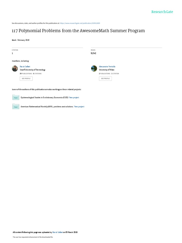 Polynomial Challenges for Math Enthusiasts | PDF | Zero Of A Function ...