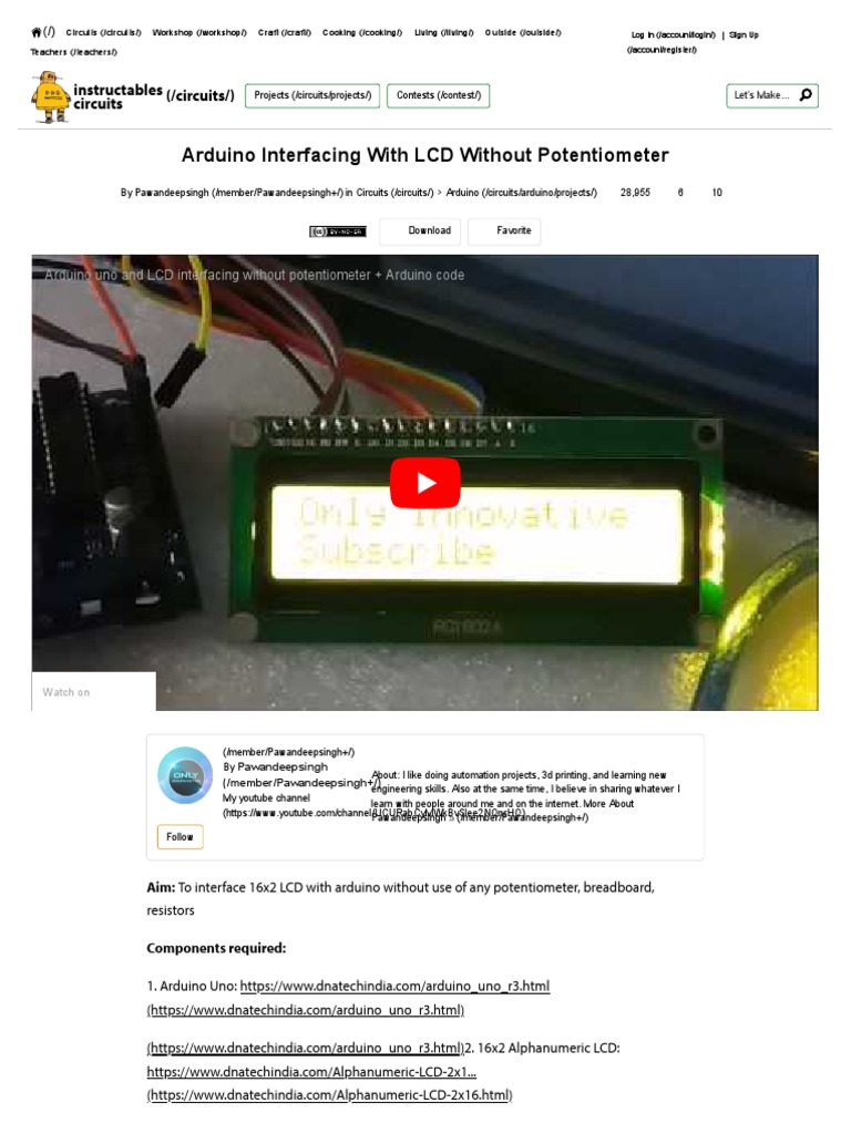 Arduino Interfacing With LCD Without Potentiometer - Instructables | PDF | Arduino | Computing