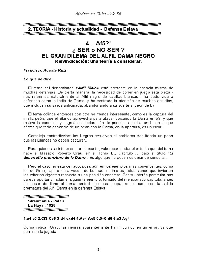 Defensa Eslava | PDF | Aperturas de ajedrez | Teoría de juego