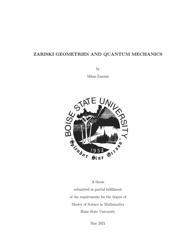 Zariski Geometries and Quantum Mechanics | PDF | Model Theory | First ...