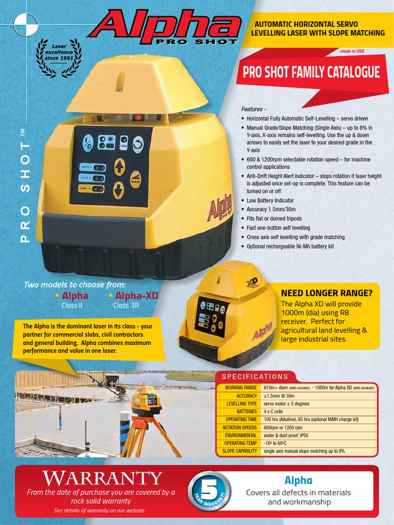 Rotational Lasers Pro Shot Alpha and Alpha XD | PDF | Manufactured Goods