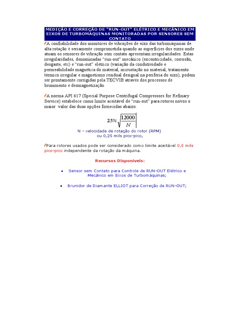 API 617 - Limite Aceitável de Run Out | PDF | Tecnologia e Engenharia