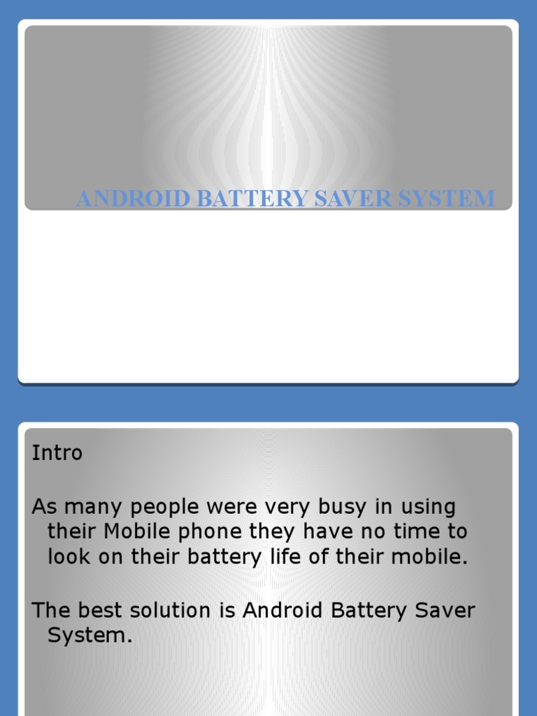 Android Battery Saver System | PDF