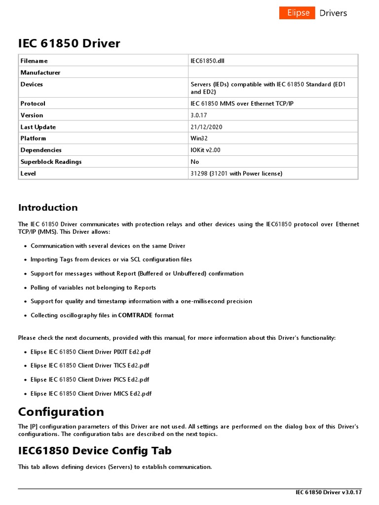 IEC 61850 Driver: IEC61850 Device Config Tab | PDF | Osi Model | Computer File