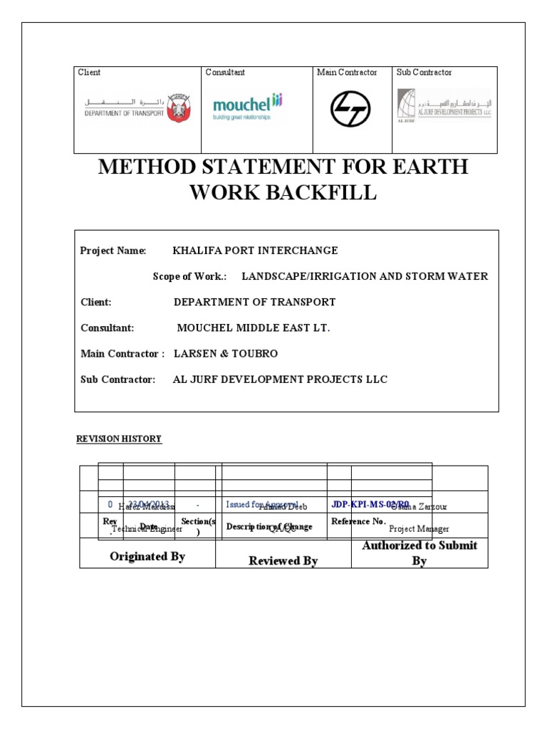 Backfill Method Statement | PDF