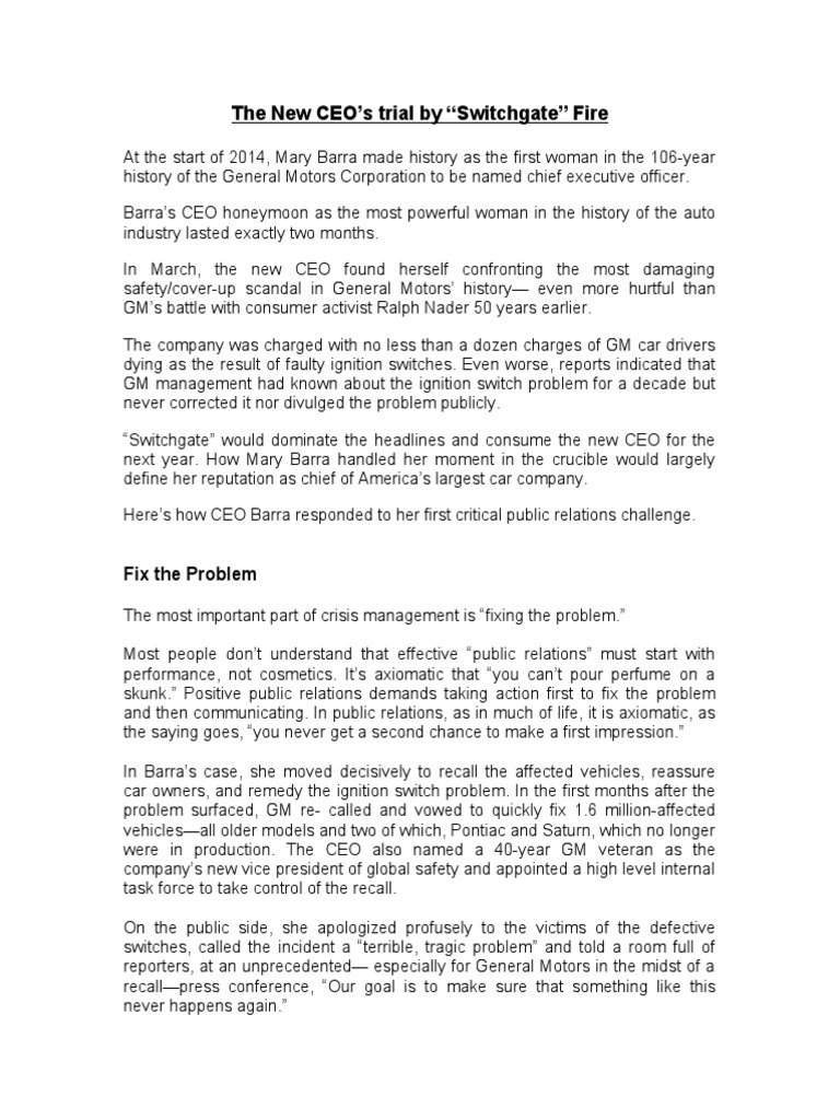 PR Case Study 1 | PDF | General Motors