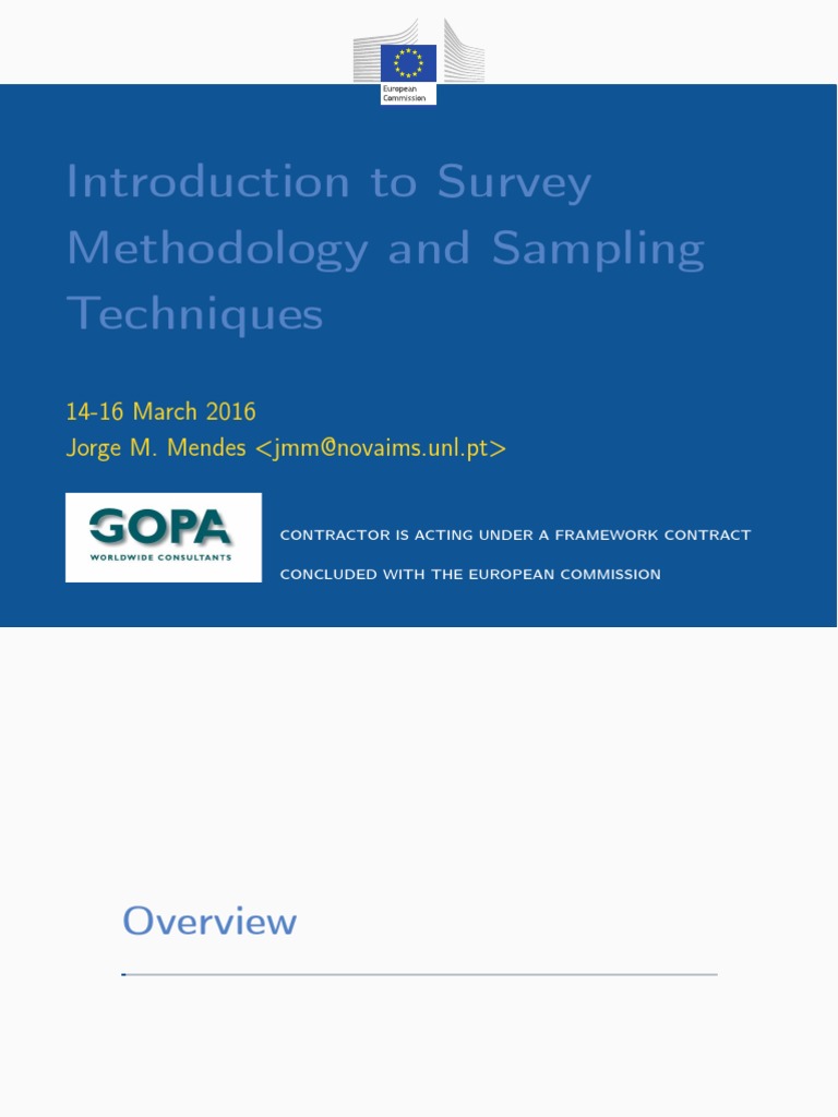 Introduction To Survey Methodology and Sampling Techniques (PDFDrive ...