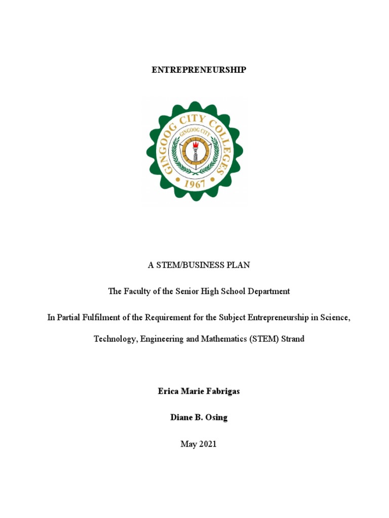 Entrep Business Plan | PDF | Inventory | Sales