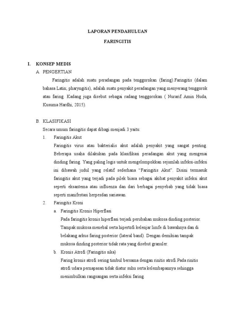 LAPORAN PENDAHULUAN Faringitis | PDF