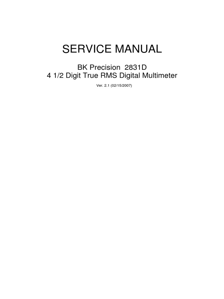 BK 2831D Service Manual | PDF | Rectifier | Electrical Network